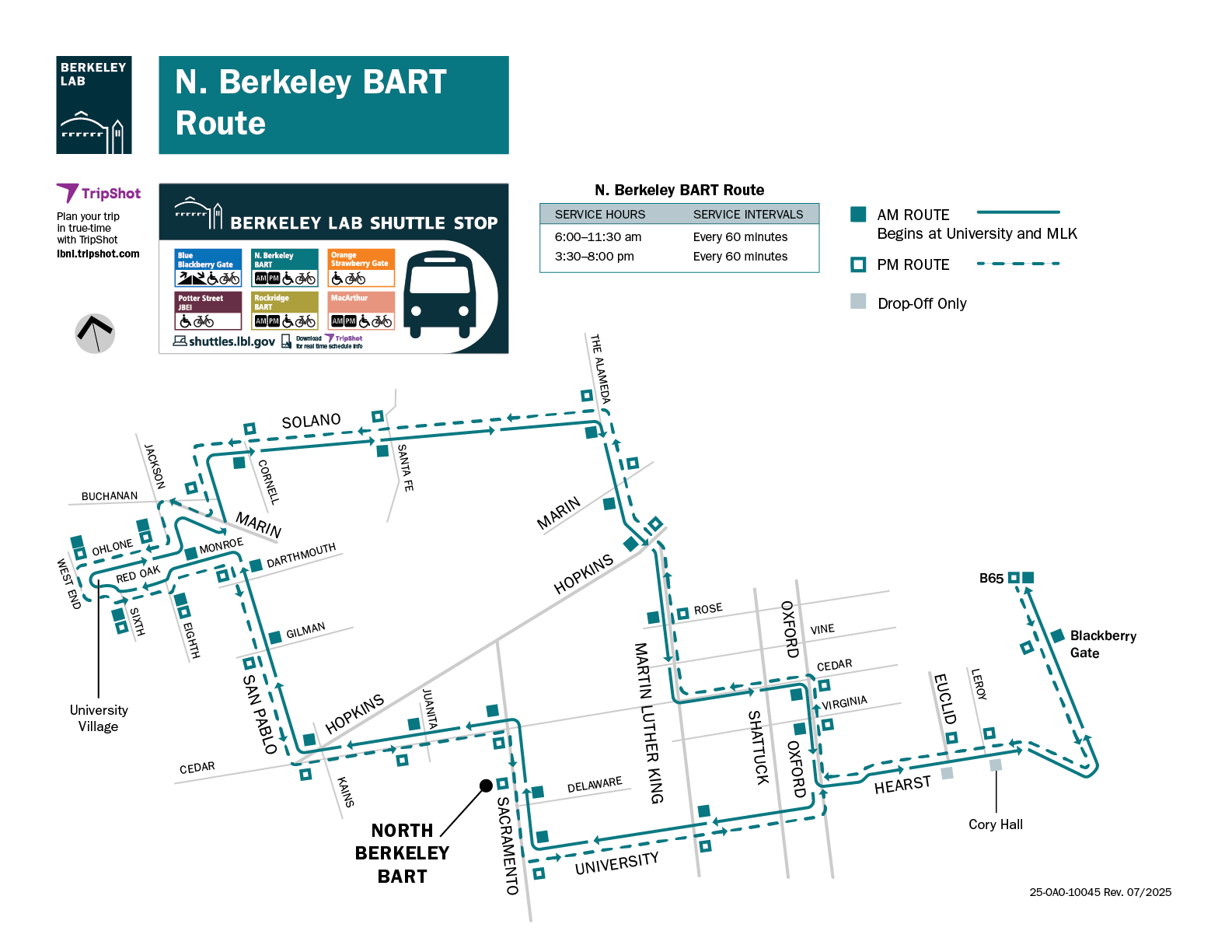 North Berkeley BART Route